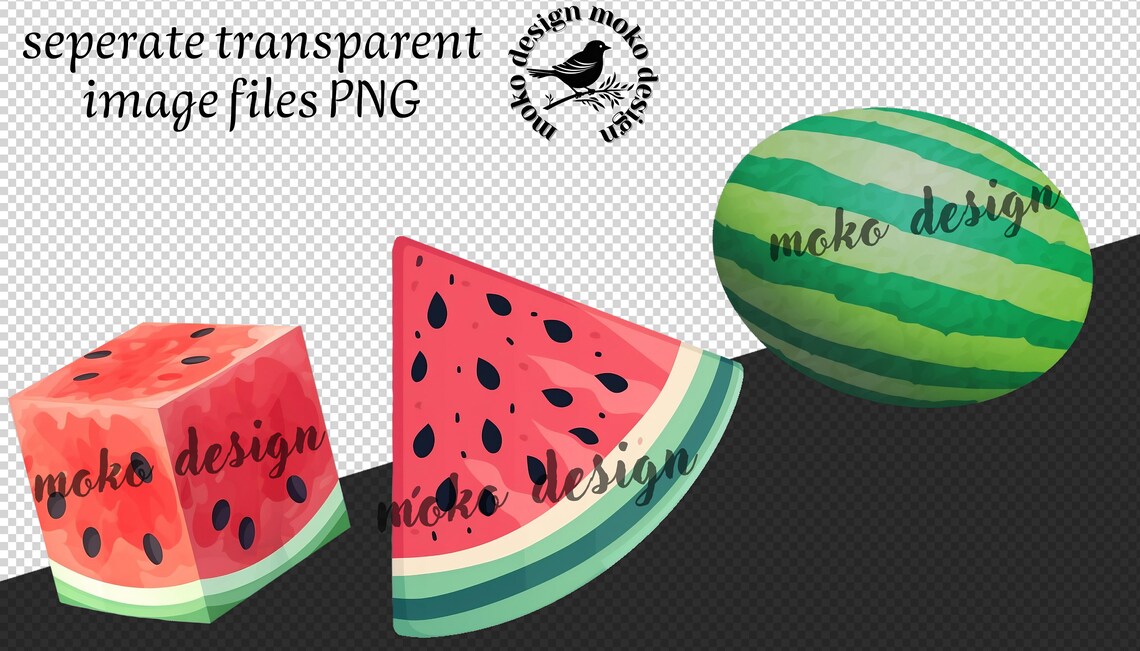 Kawaii Watermelon Clipart: Summer Fruit PNG, Commercial Use (digital ...