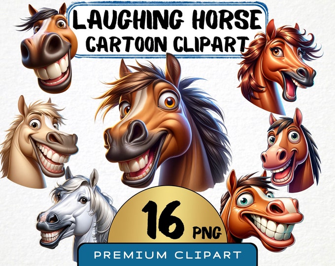 Funny Laughing Horse Face SVG PNG, Horse Clipart, Crazy Horse Cartoon ...