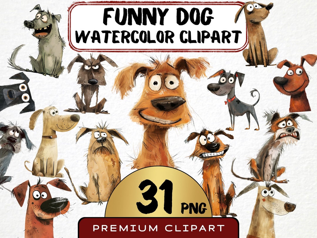 Funny Dog Clipart 31 Png, Cute Caricature Pets, Quirky Puppies ...