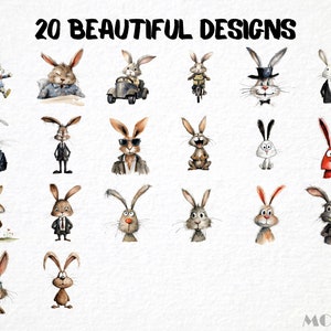 Funny Bunny Clipart 20 Png, Cute Caricature Pets, Quirky Rabbit ...