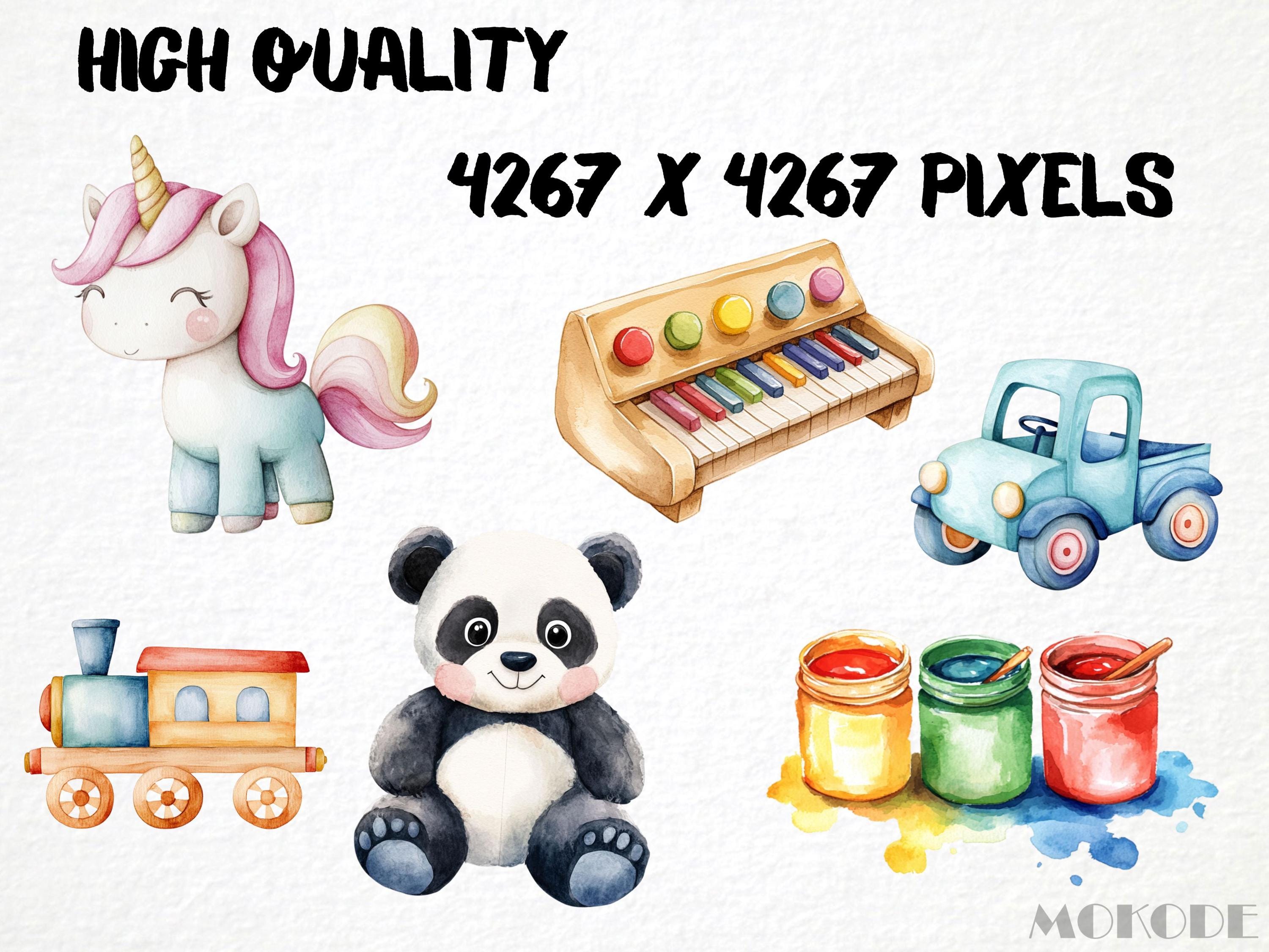 Watercolor Playroom Clipart, Children's Toys Illustration (91 PNG) - Etsy