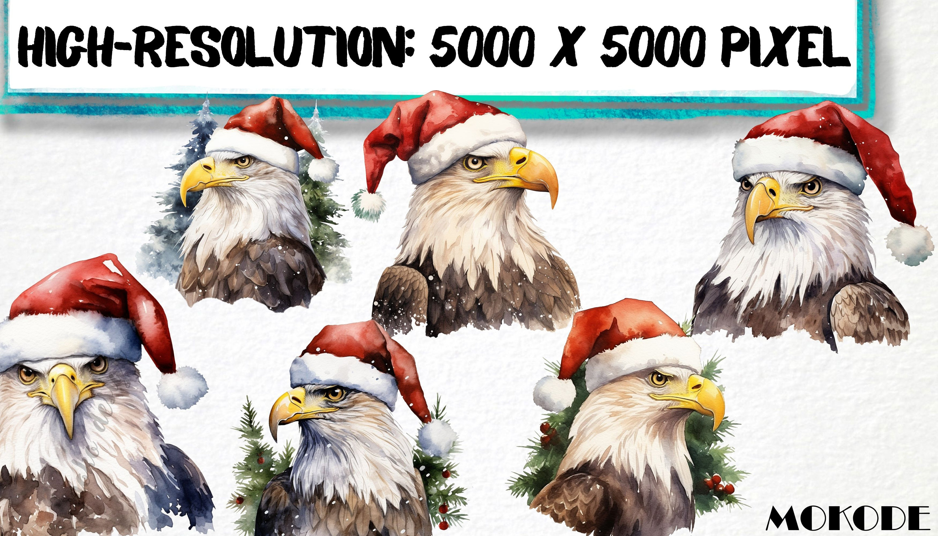 Christmas Eagle Watercolor Clipart, Set of 20, Holiday Bird, Festive ...