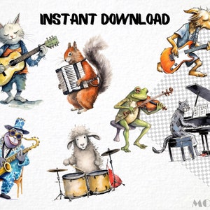 Funny Musical Animals Clipart 38 Png, Cute Animals Playing Guitar ...