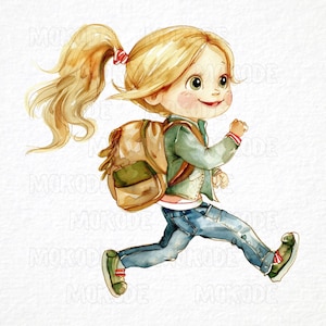 Watercolor School Kids Clipart, Back to School PNG (digital Download ...