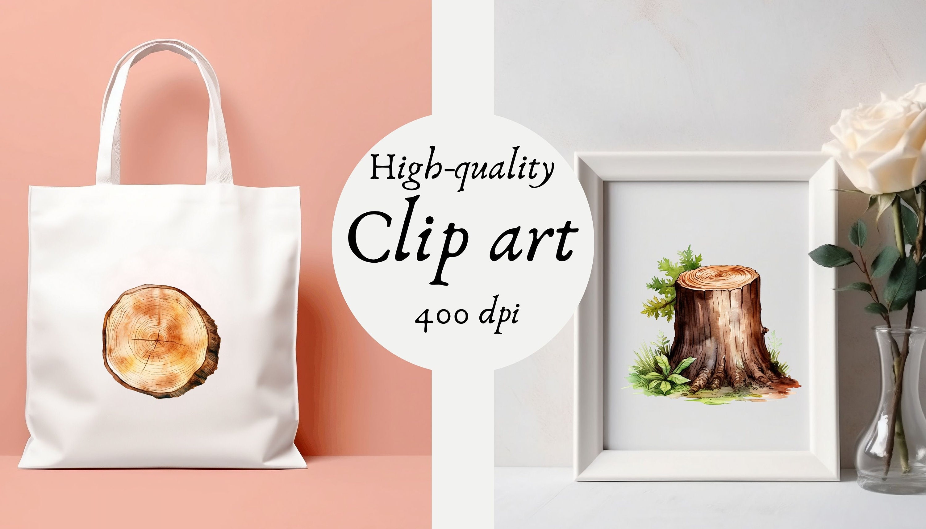 Watercolor Twigs & Logs Clipart Bundle, Set of 21, Wood Borders, Stick ...