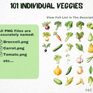 Vegetables Clipart, Set of 101, Watercolor Greens Clip Art, Veggies Png ...