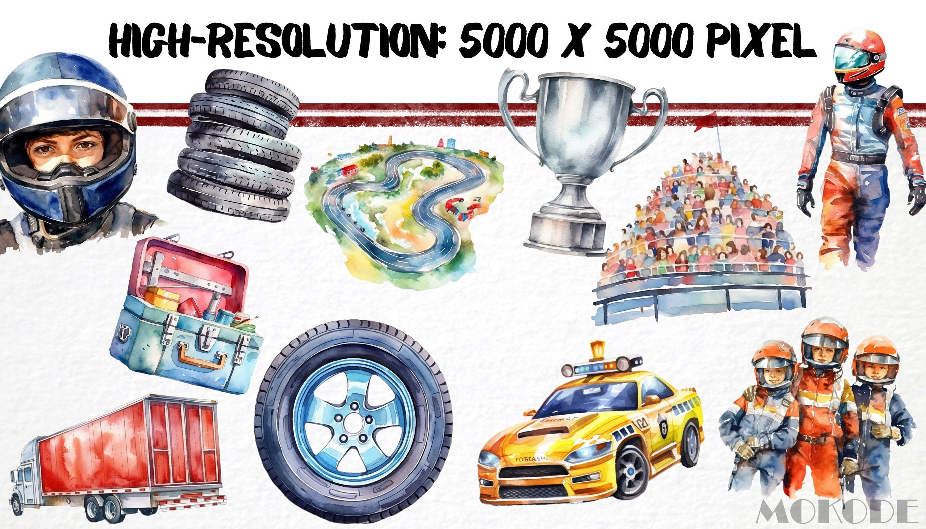Little Racers Watercolor Clipart 66 Png Race Car Graphics - Etsy