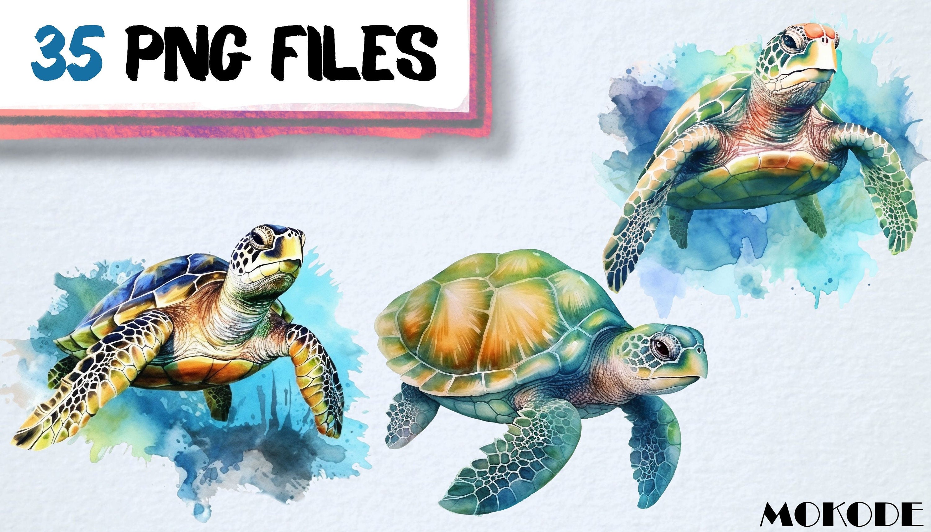 Watercolor Sea Turtle Clipart Set of 35 Watercolor Nautical - Etsy UK