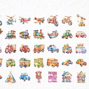 Watercolor Childrens Toy Clipart, Set of 90, Playtime Clipart Bundle ...