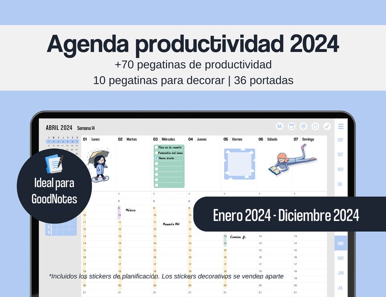 Agenda digital anual 2024 Planificador imprimible de objetivos y ...