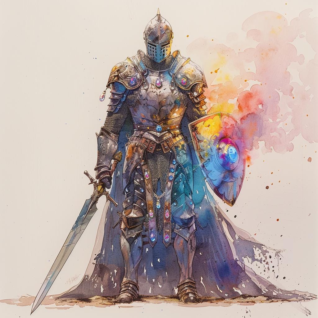 Fantasy Knight Watercolor Art Prints: Shield Designs (digital Download ...