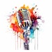 Watercolor Microphone Clipart – Retro Music Art, 12 PNG Designs ...