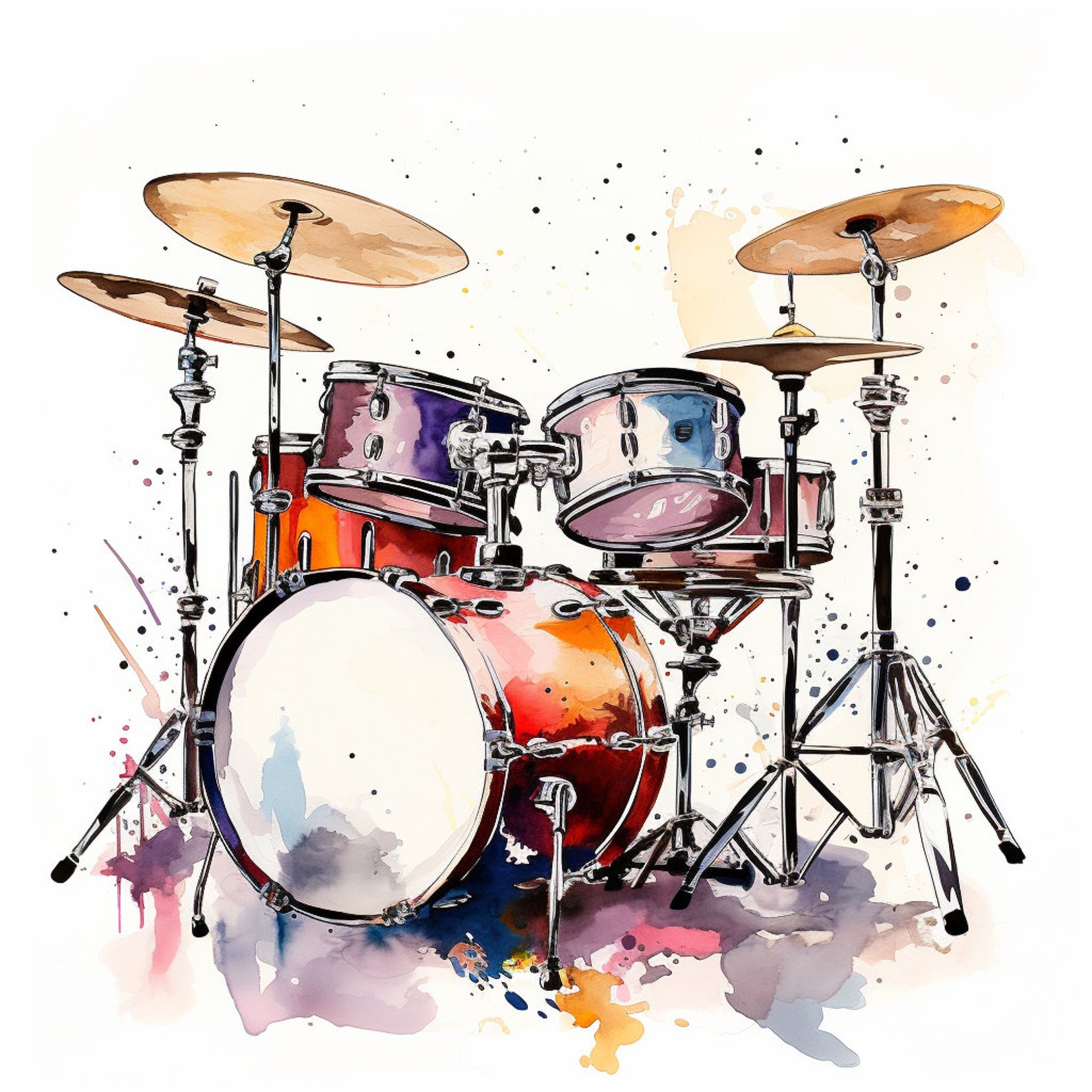 Watercolor Drum Set Art: 16 PNG Designs (digital Download) - Etsy