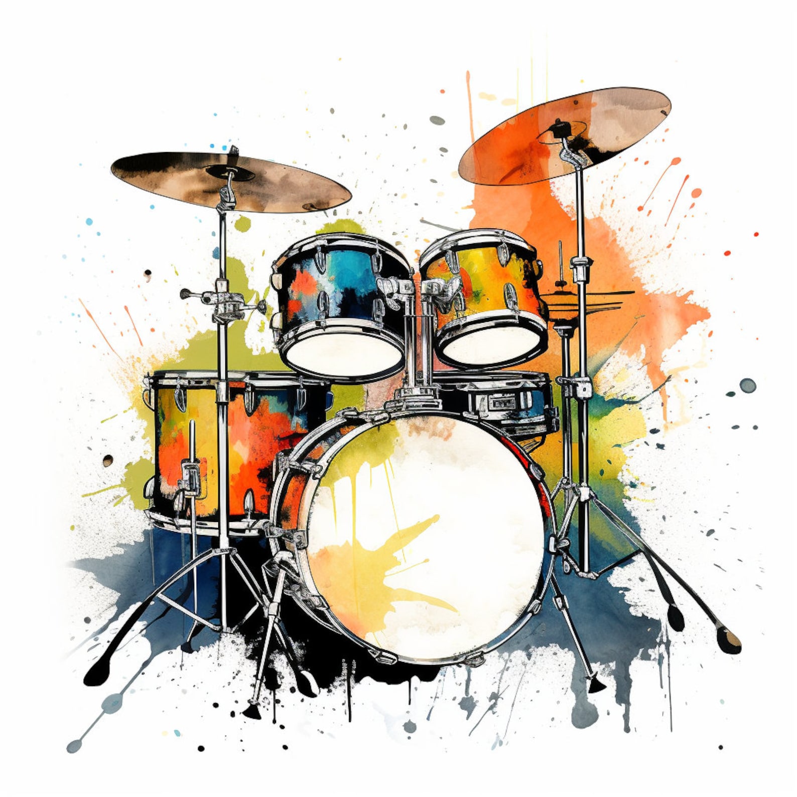 Watercolor Drum Set Art: 16 PNG Designs (digital Download) - Etsy
