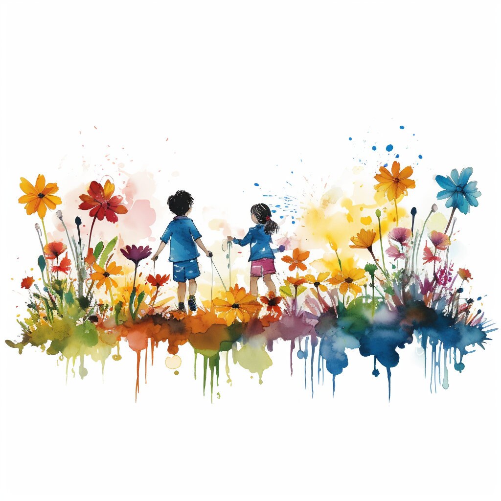 Springtime Flower Children - High Quality Watercolor Digital Art - 16 ...
