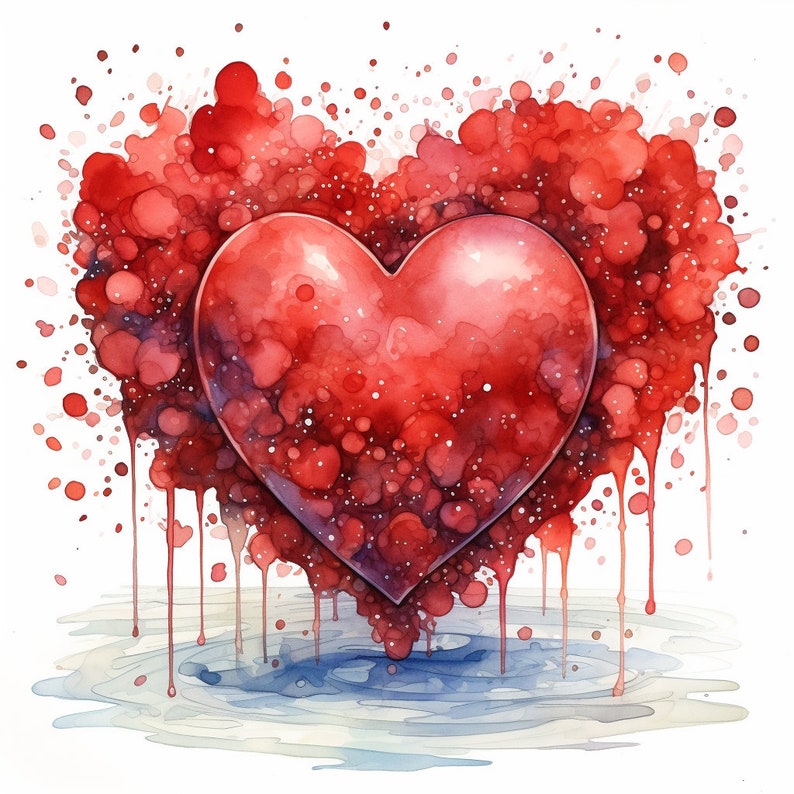 Watercolor Heart Splash Art: 16 PNG Designs (digital Download) - Etsy