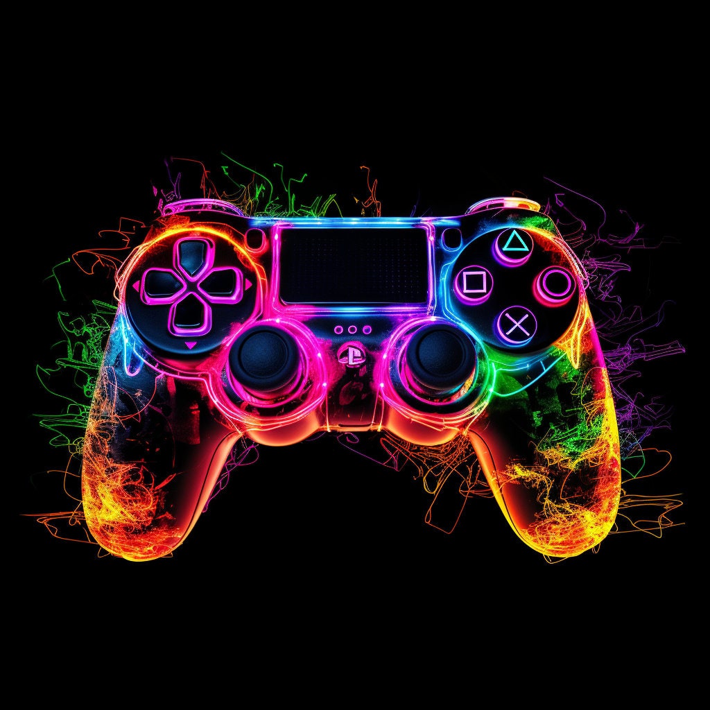 Neon PS5 Controller - High Quality Watercolor Digital Art - 18 Designs ...