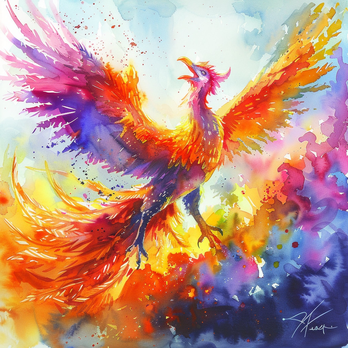 Blazing Phoenix Watercolor Art: 16 PNG Designs (digital Download) - Etsy
