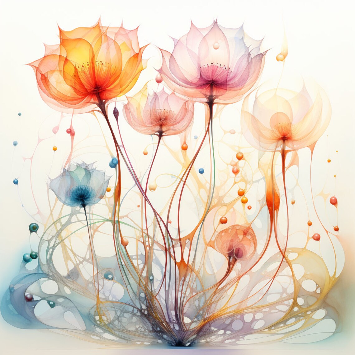 Watercolor Fantasy Flower Clipart: Sprout Designs (digital Download) - Etsy