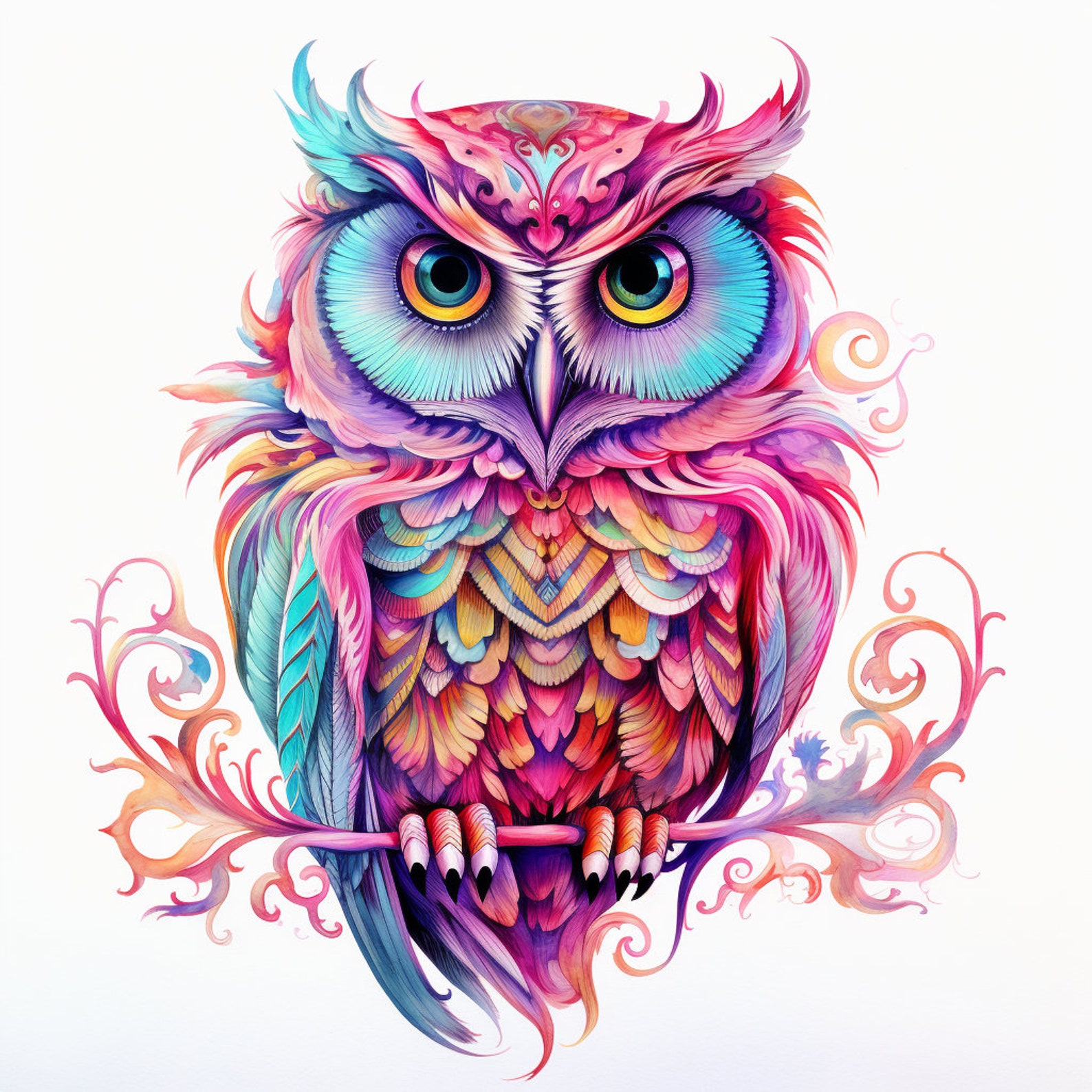 Abstract Owls - High Quality Watercolor Digital Art - 11 Designs - Etsy