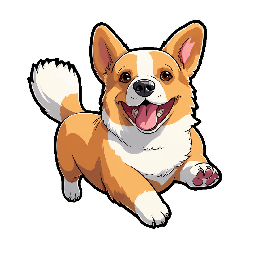 Happy Cartoon Corgi - High Quality Digital Art - 17 Designs ...