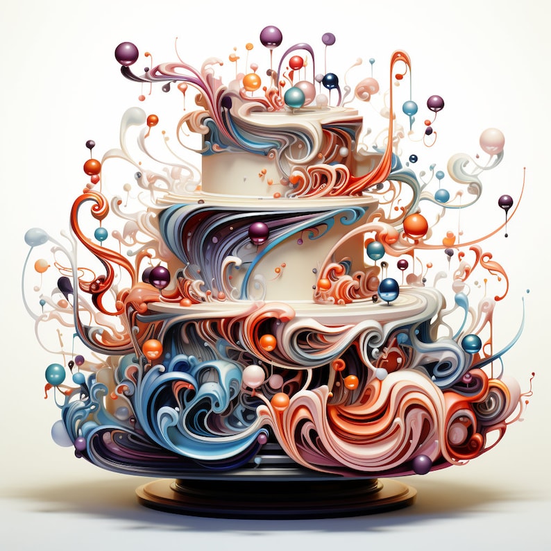 Abstract Swirly Birthday Cakes - High Quality Digital Art - 16 Designs ...