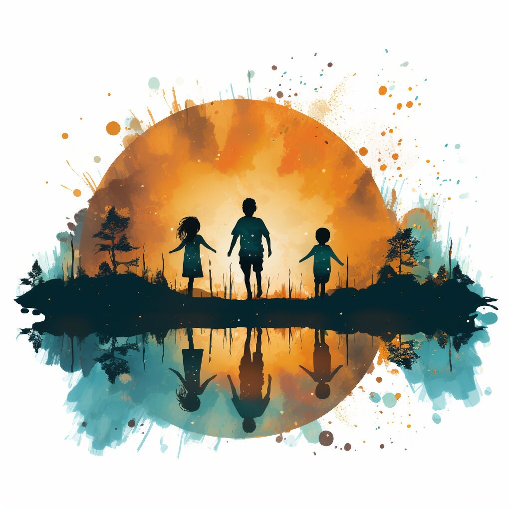 Sunset Kids High Quality Watercolor Digital Art 16 Designs - Etsy