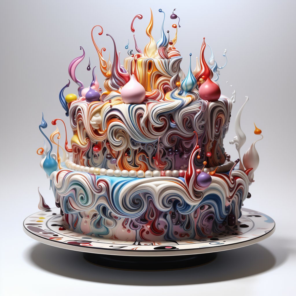 Abstract Swirly Birthday Cakes - High Quality Digital Art - 16 Designs ...
