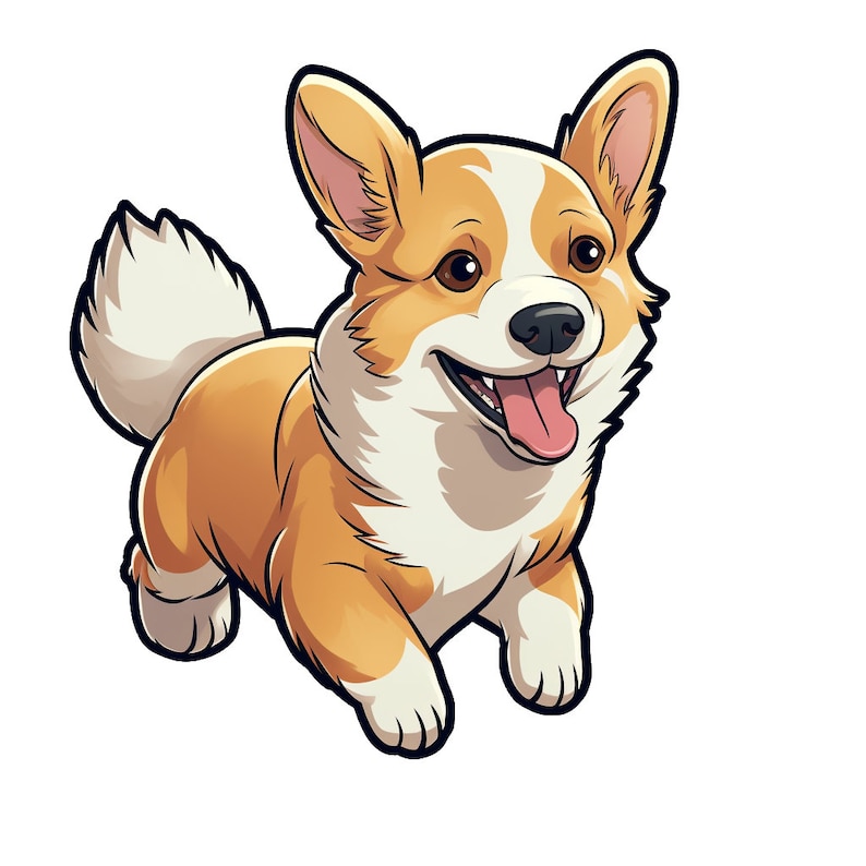 Happy Cartoon Corgi - High Quality Digital Art - 17 Designs ...