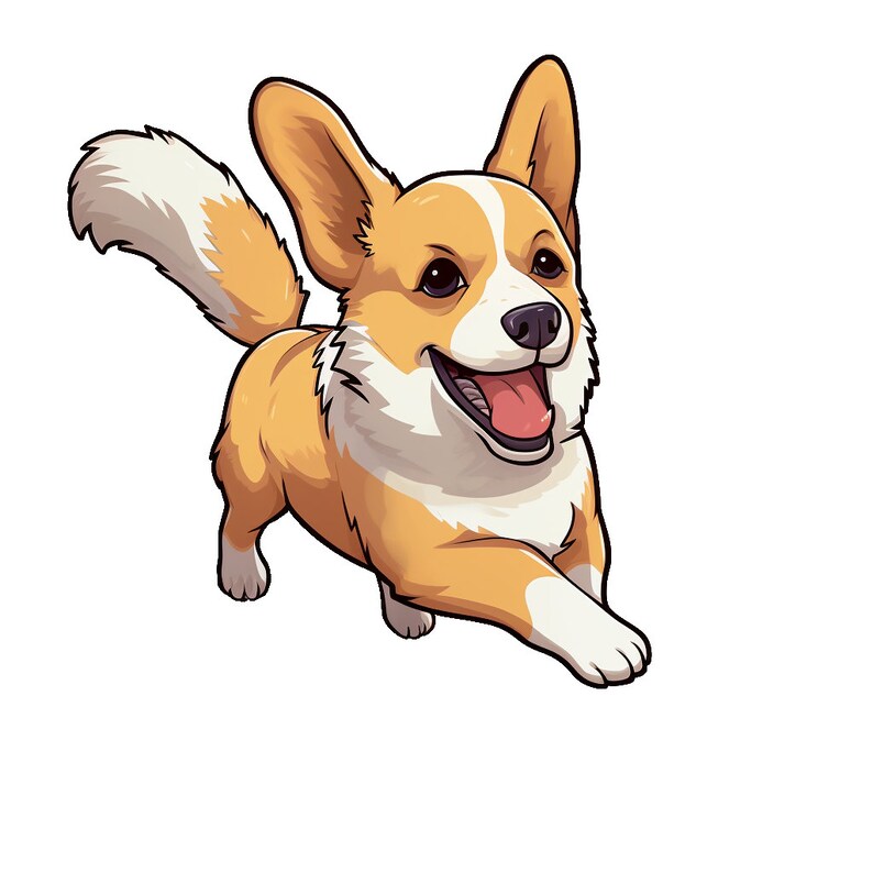 Happy Cartoon Corgi - High Quality Digital Art - 17 Designs ...