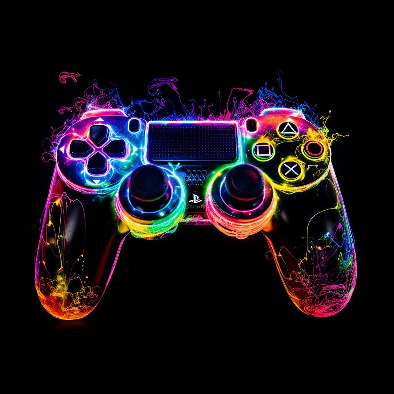 Neon PS5 Controller - High Quality Watercolor Digital Art - 18 Designs ...