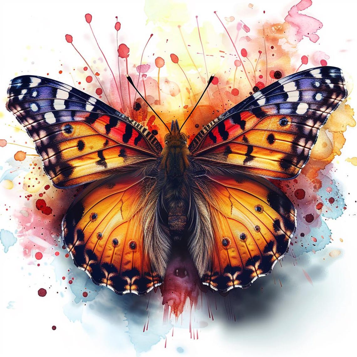 Butterfly Watercolor Clipart – Splash Art, 16 PNG Designs (digital ...