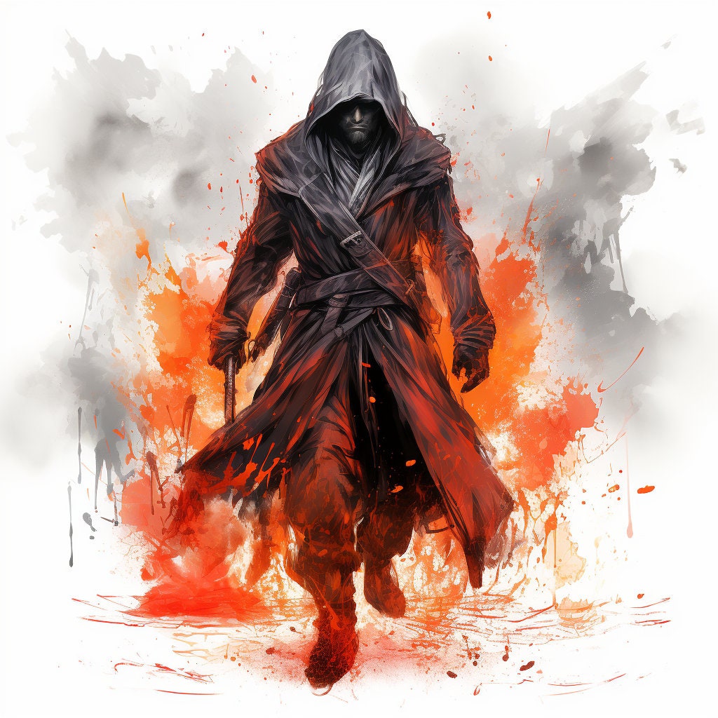 Fire Element Assassin High Quality Digital Watercolor Art 16 Designs - Etsy