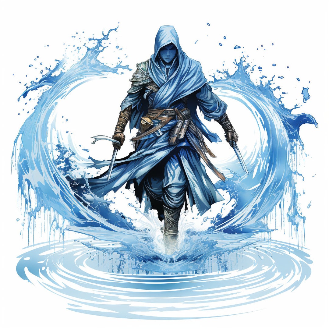 Water Element Assassin- High Quality Digital Watercolor Art - 16 ...