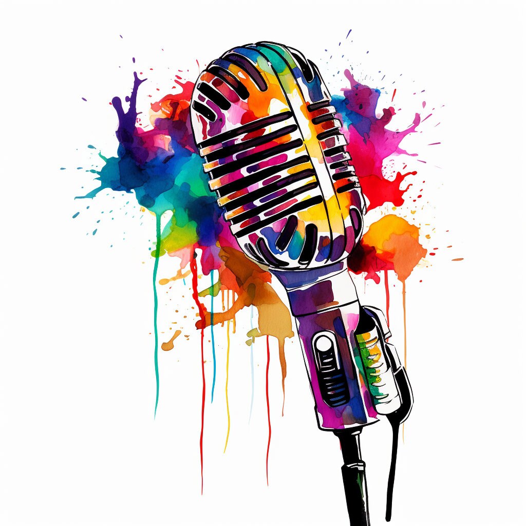 Microphone - High Quality Digital Watercolor Art - 12 Designs - Etsy