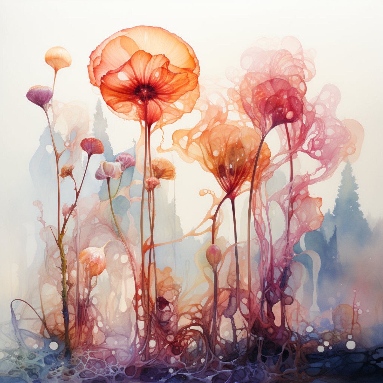 Watercolor Fantasy Flower Clipart: Sprout Designs (digital Download) - Etsy