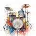 Drum Set Marbled Splash - High Quality Digital Watercolor Art - 16 ...