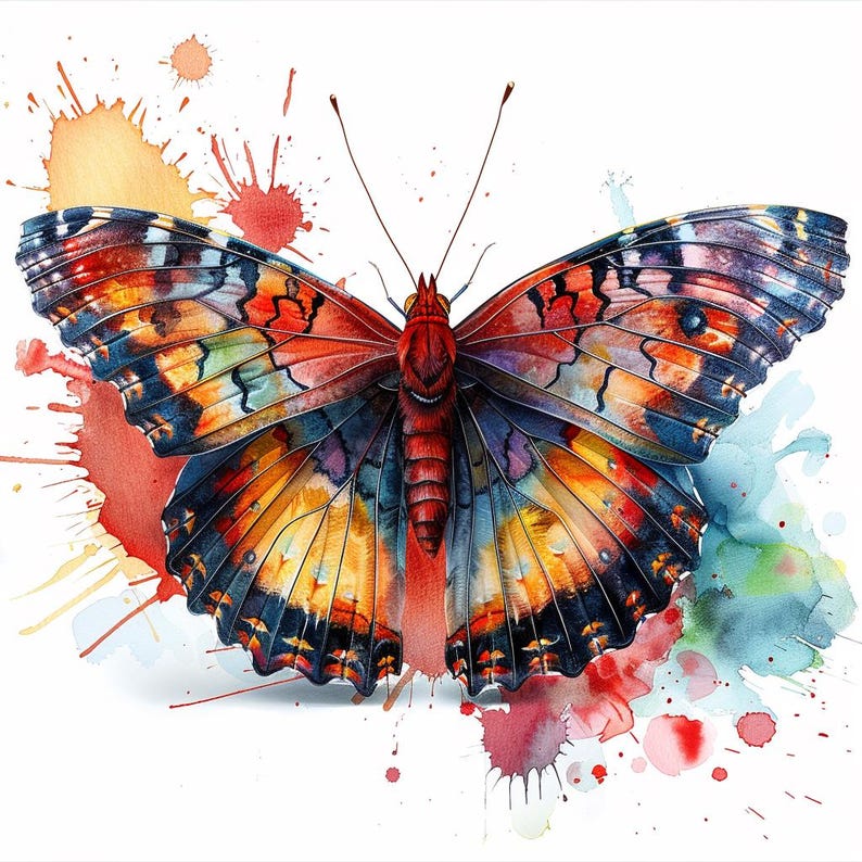 Butterfly Watercolor Clipart – Splash Art, 16 PNG Designs (digital ...