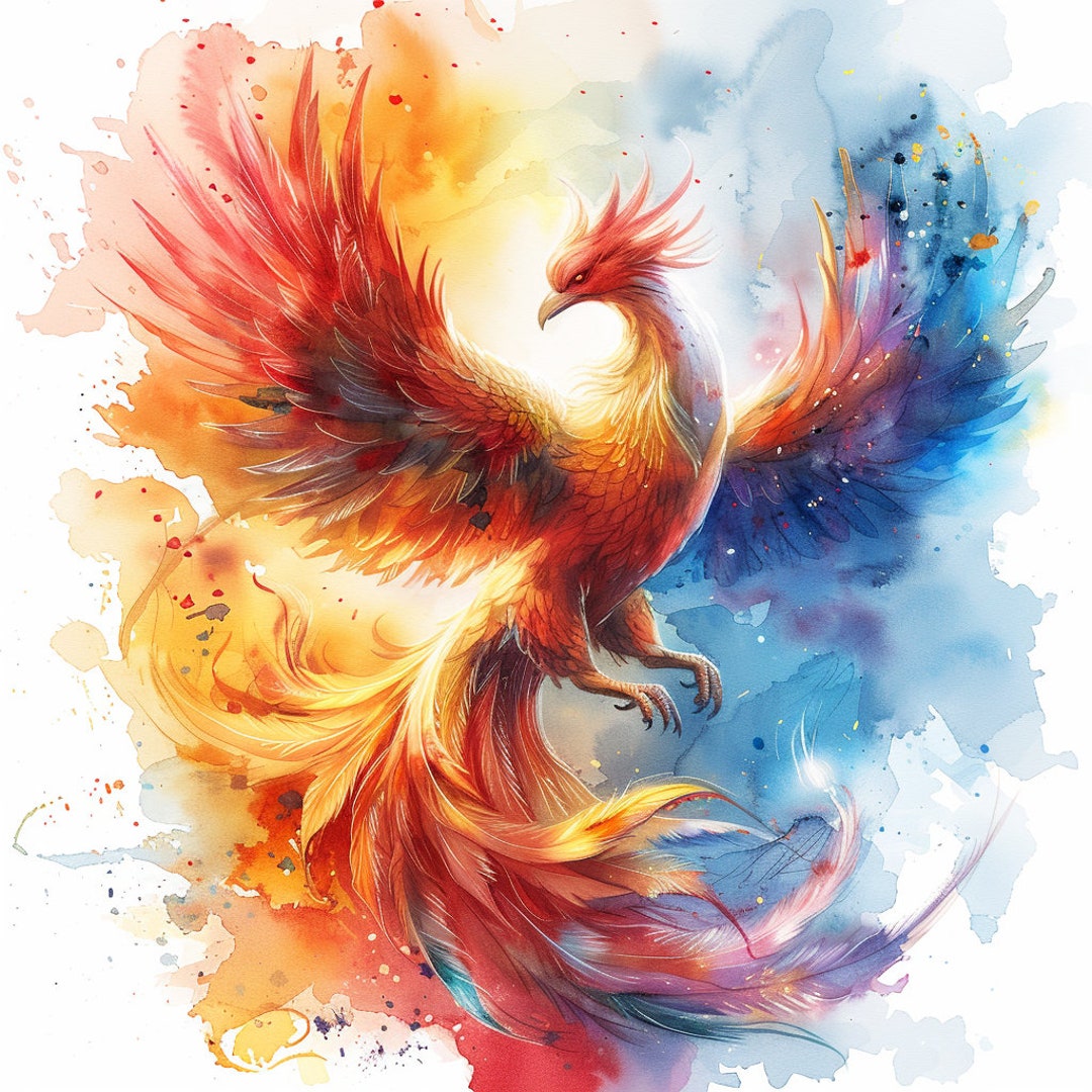 Blazing Phoenix - High Quality Watercolor Digital Art - 16 Designs - Etsy