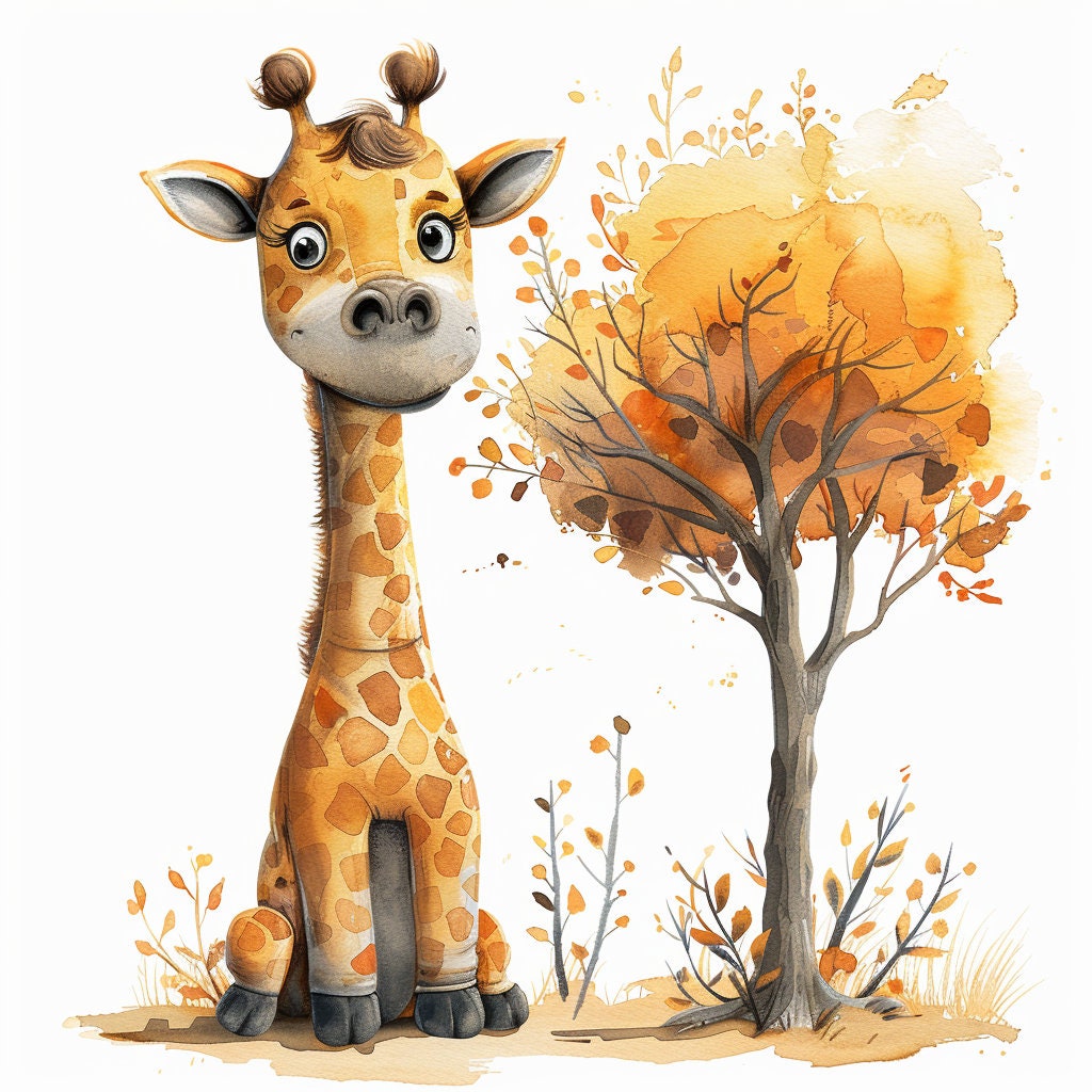 Watercolor Giraffe Clipart – 16 PNG Designs - Etsy