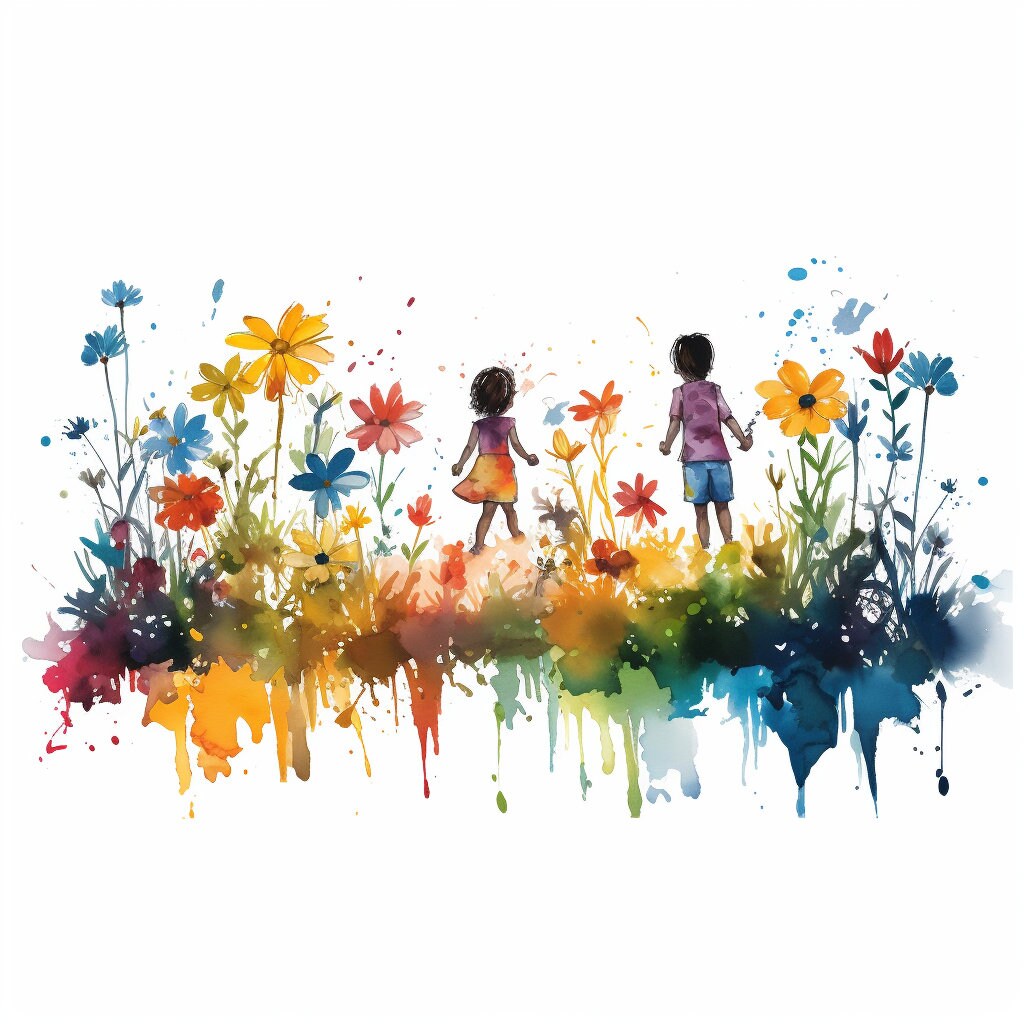Springtime Flower Children - High Quality Watercolor Digital Art - 16 ...