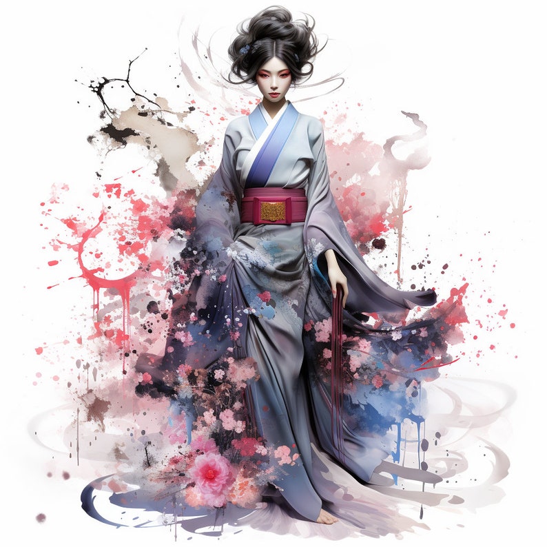 Traditional Geisha - High Quality Digital Watercolor Art - 16 Designs ...