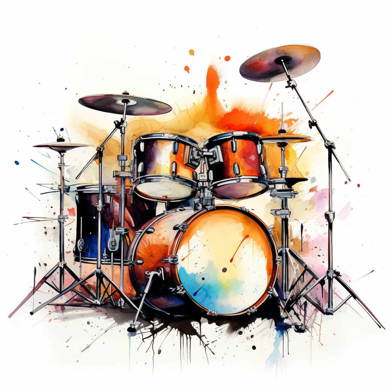 Watercolor Drum Set Art: 16 PNG Designs (digital Download) - Etsy