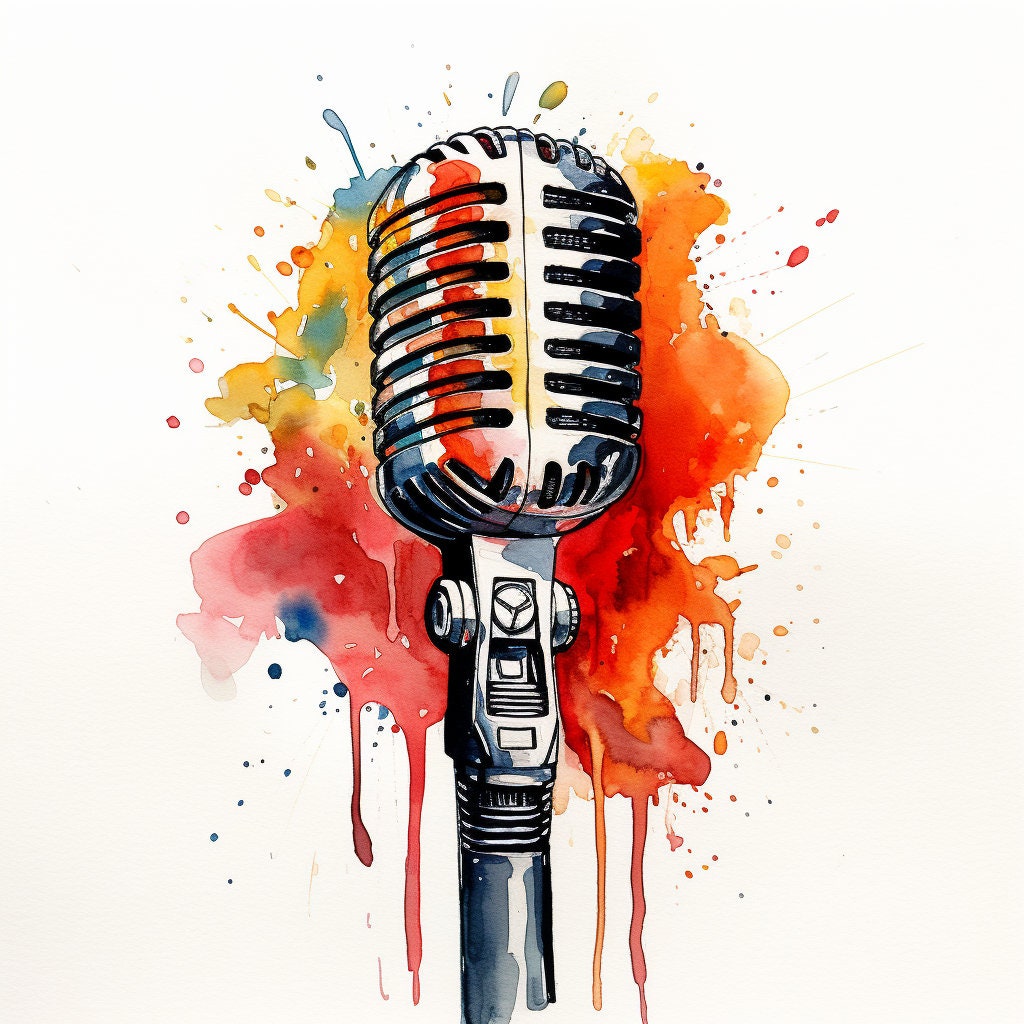 Microphone High Quality Digital Watercolor Art 12 Designs - Etsy