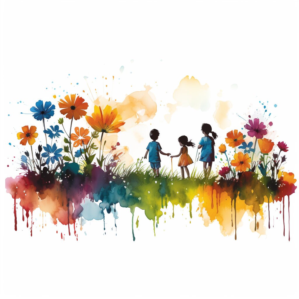 Springtime Flower Children - High Quality Watercolor Digital Art - 16 ...