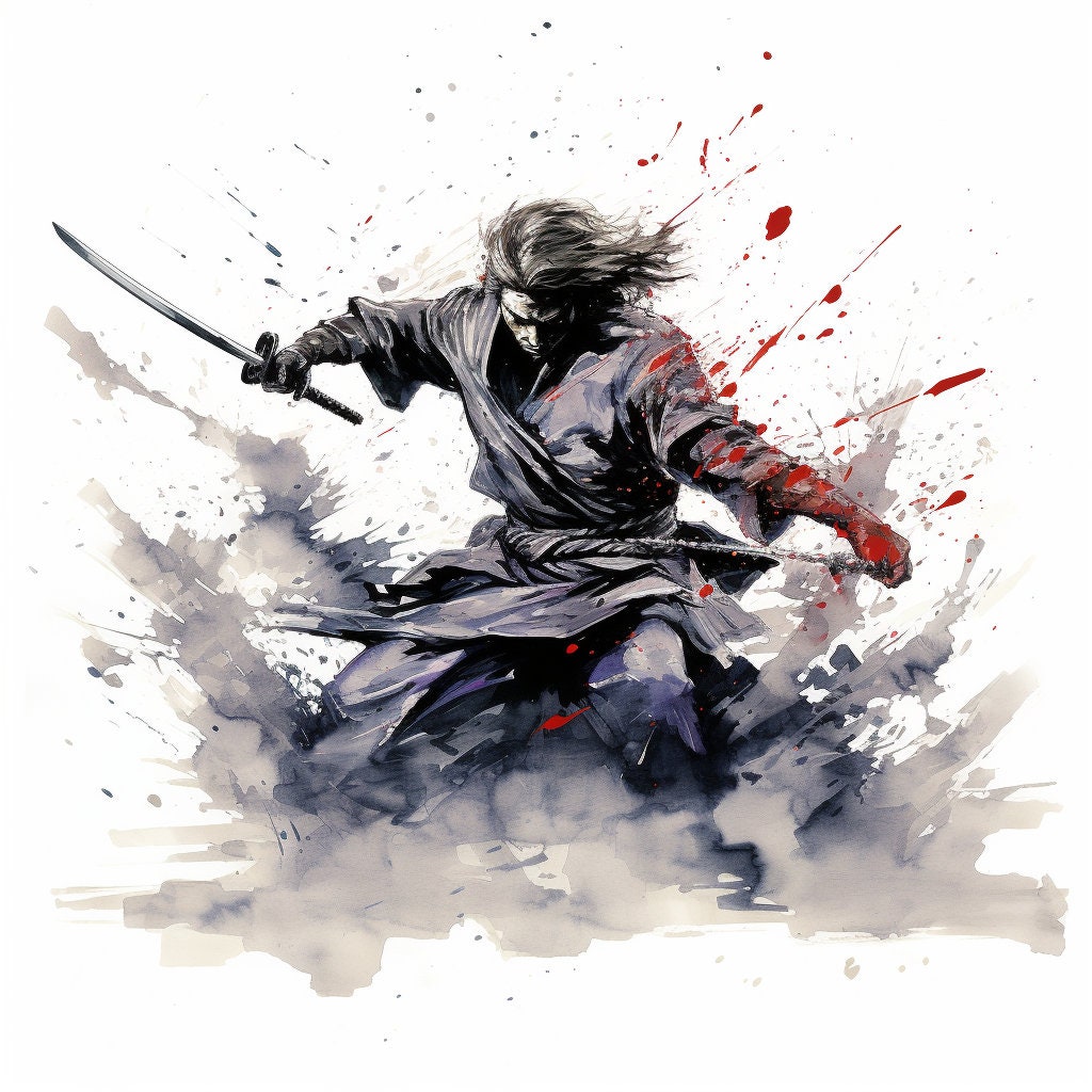 Battle Ready Samurai - High Quality Digital Watercolor Art - 12 Designs ...