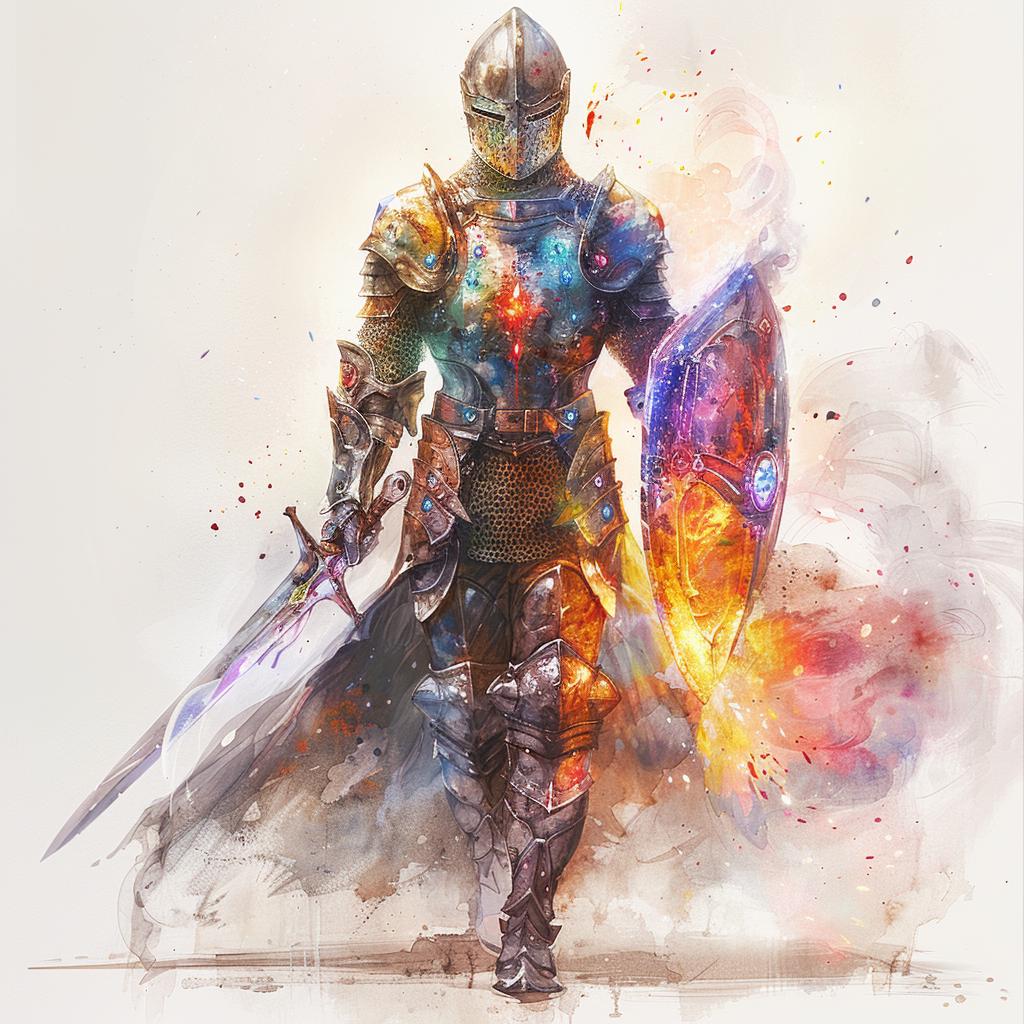 Fantasy Knight Watercolor Art Prints: Shield Designs (digital Download ...