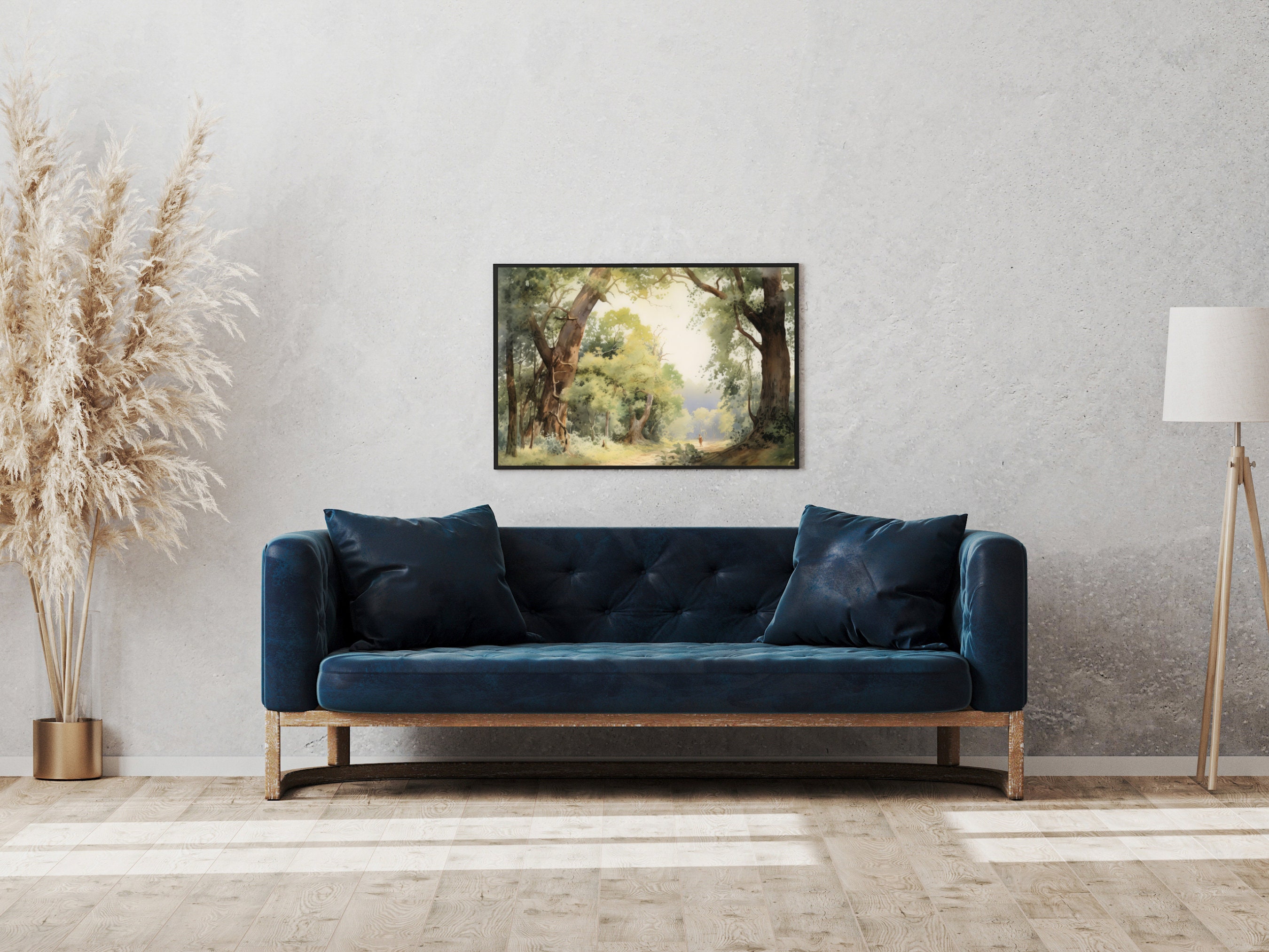 Vintage Green Forest Wall Art Decor Digital Painting Print 0037 - Etsy