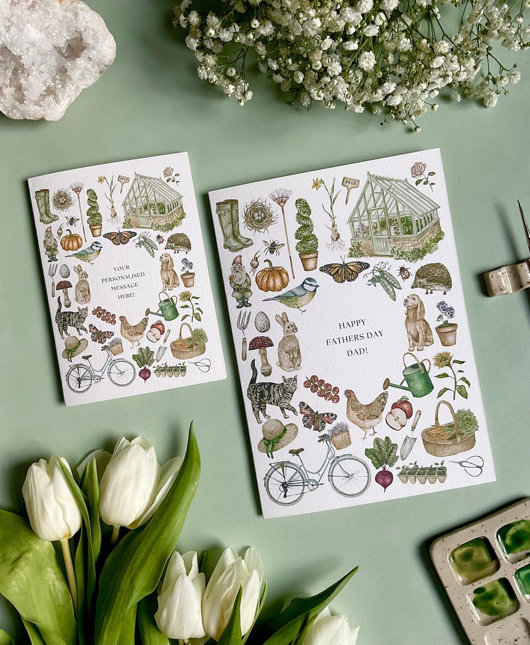 Personalised Gardening Lover Card, Watercolour Garden Allotment ...