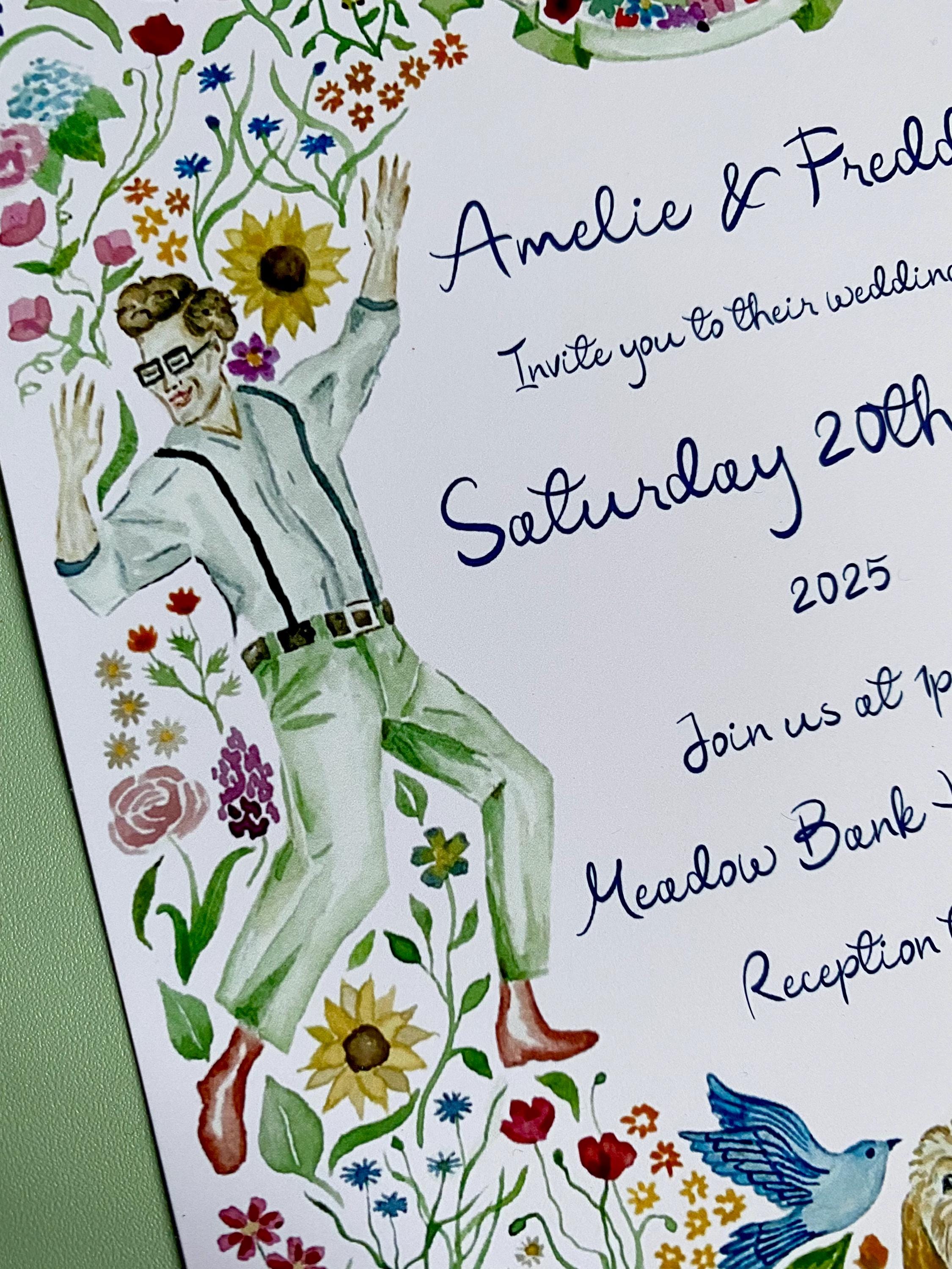 Hand Painted Custom Wedding Invitations, Personalised Watercolour ...